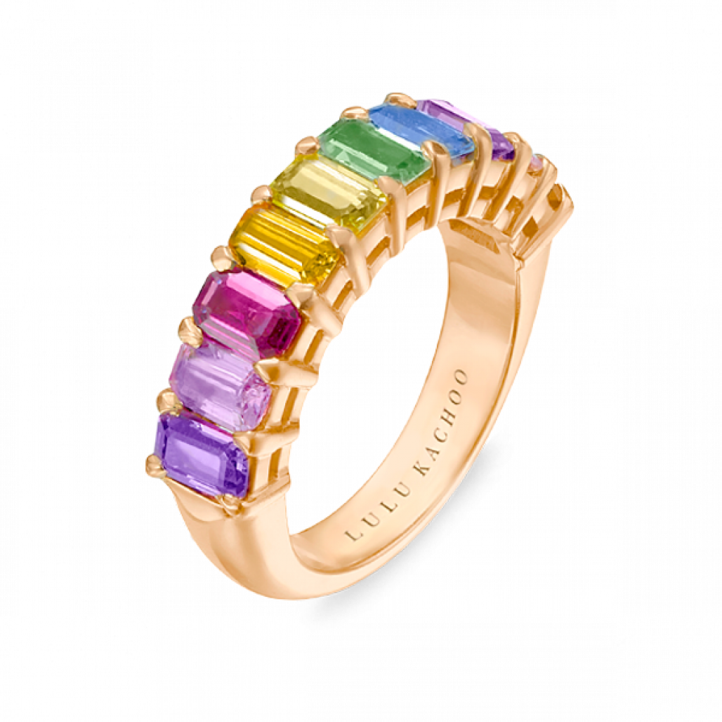 Emerald Cut Chakra Ring