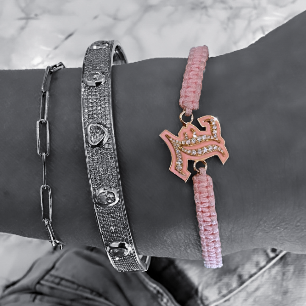 Enamel Diamond Initial Bracelet